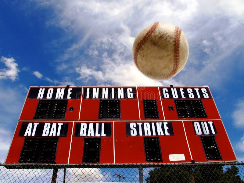 Baseball Homerun with Scoreboard Stock Photo - Image of home ...