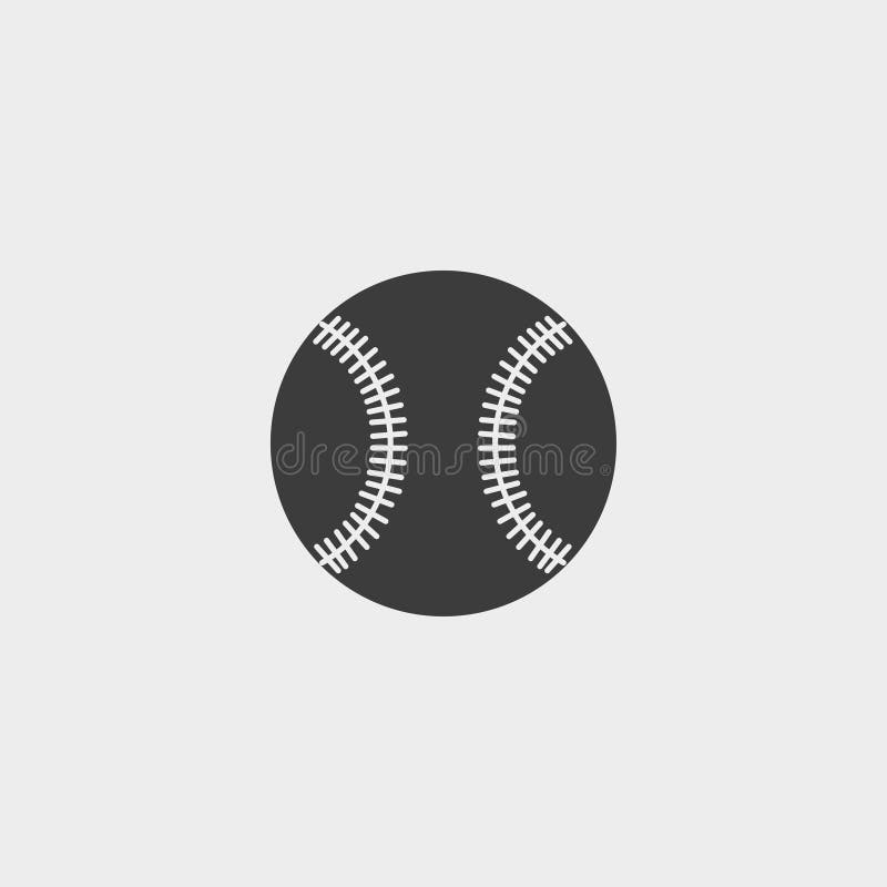 Baseball Icon in a Flat Design in Black Color. Vector Illustration ...