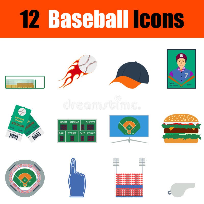 Baseball icon set stock illustration. Illustration of hamburger - 70486373
