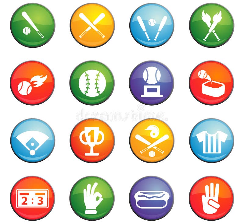 Baseball icon set stock illustration. Illustration of fiery - 89188729