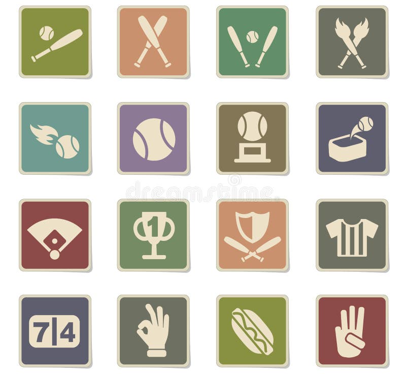 Baseball icon set stock illustration. Illustration of fiery - 89188729