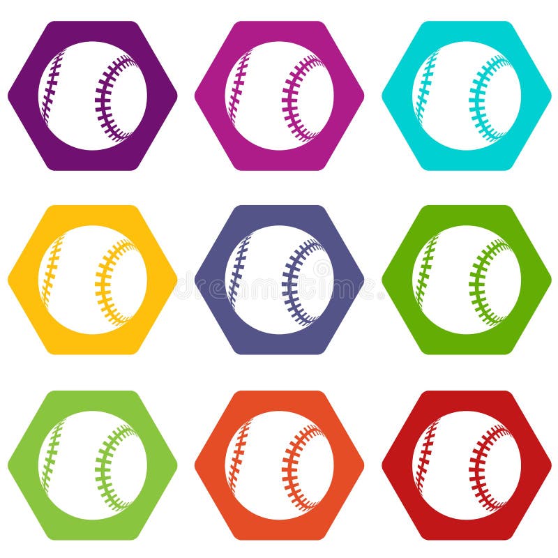 Baseball Icons Set 9 Vector Stock Vector - Illustration of league, ball ...