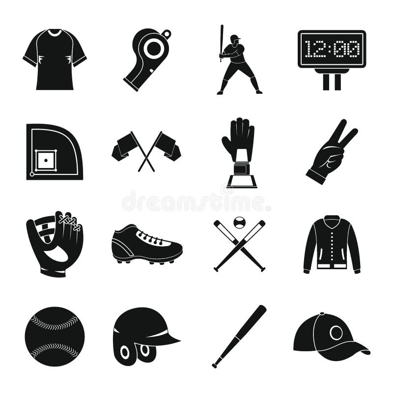 Baseball Icons Set, Simple Style Editorial Stock Photo - Illustration ...