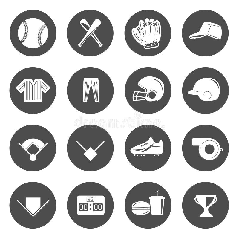 Baseball Icons Vector. stock vector. Illustration of inning - 49297635