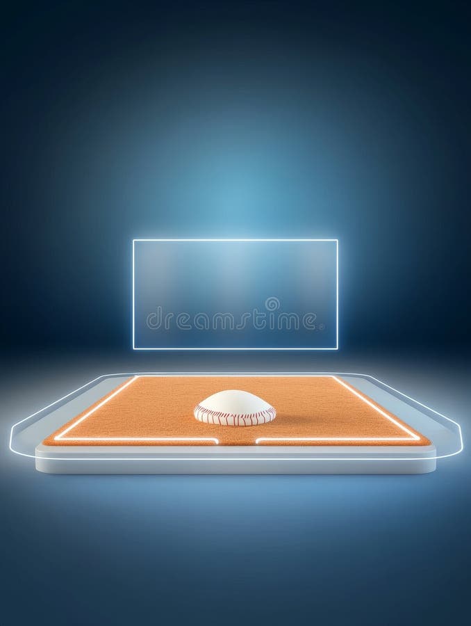 Baseball on Illuminated Platform a Baseball Rests on a Glowing Orange ...
