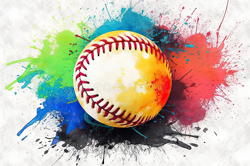 Baseball Illustration Splash Color Background Stock Illustration ...