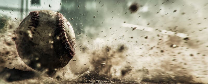 Baseball Impact with Dramatic Dirt Explosion Stock Illustration ...