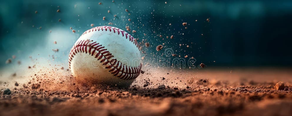 Baseball Impacts Ground, Creating Cloud of Dust in Dynamic Scene Stock ...