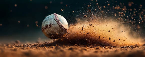 Baseball Impacts Ground, Creating Cloud of Dust in Dynamic Scene Stock ...