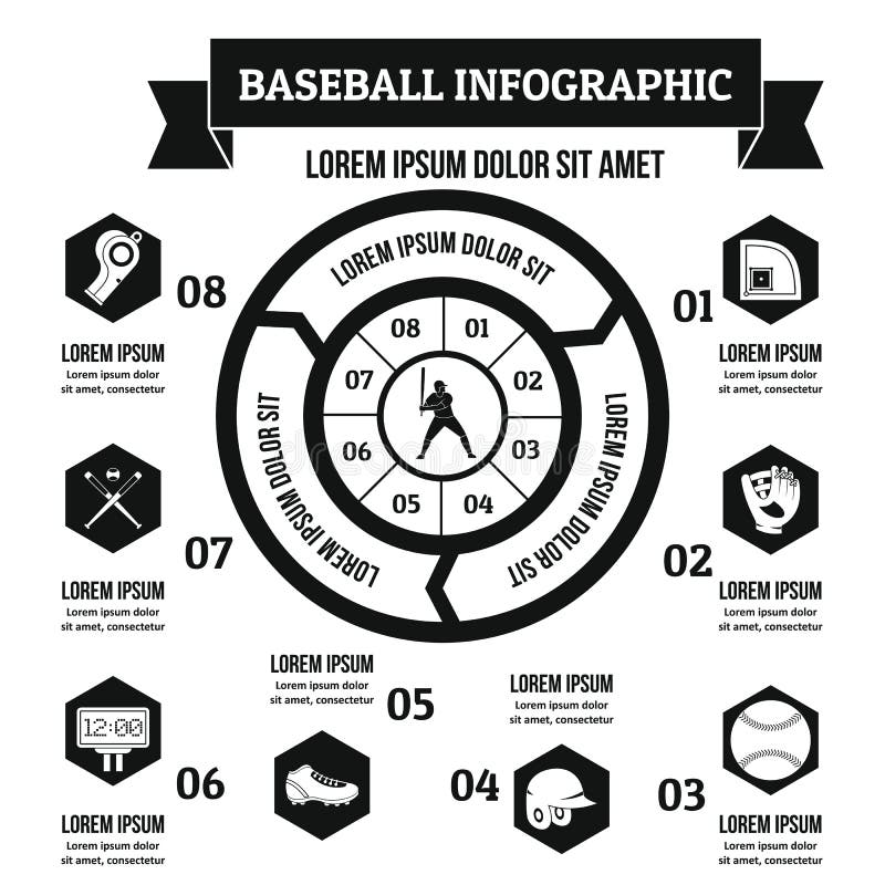 Baseball Infographic Concept, Simple Style Stock Vector - Illustration ...