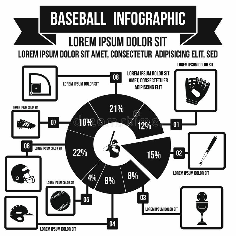 Baseball Infographic, Flat Style Stock Illustration - Illustration of ...