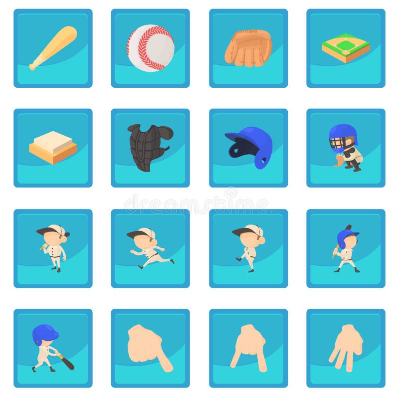 Baseball Items Icon Blue App Stock Vector - Illustration of equipment ...