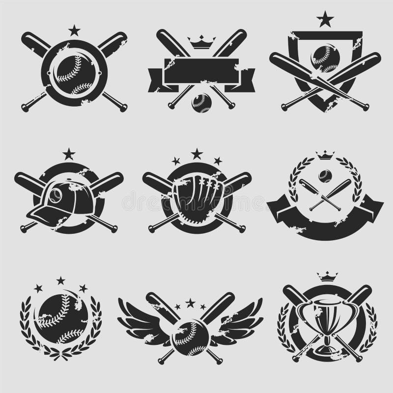 Baseball Labels and Icons Set. Vector Stock Vector - Illustration of ...