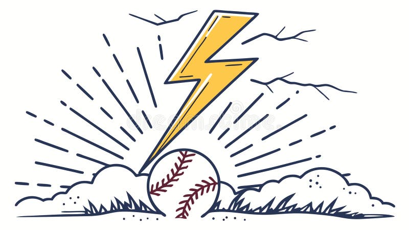 Baseball with Lightning Strike Vector Illustration, Vector Design ...