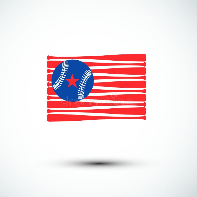 Baseball Logo; America Flag; Sign & Symbol; Flat Design; Vector Stock ...