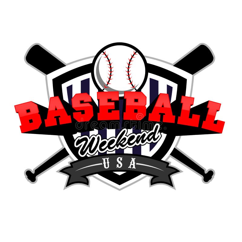 Baseball Logo Design with the Shield Blue Concept Stock Vector ...