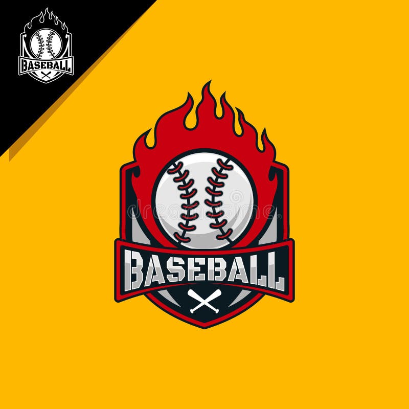Baseball logo with fire stock vector. Illustration of sign - 248385447