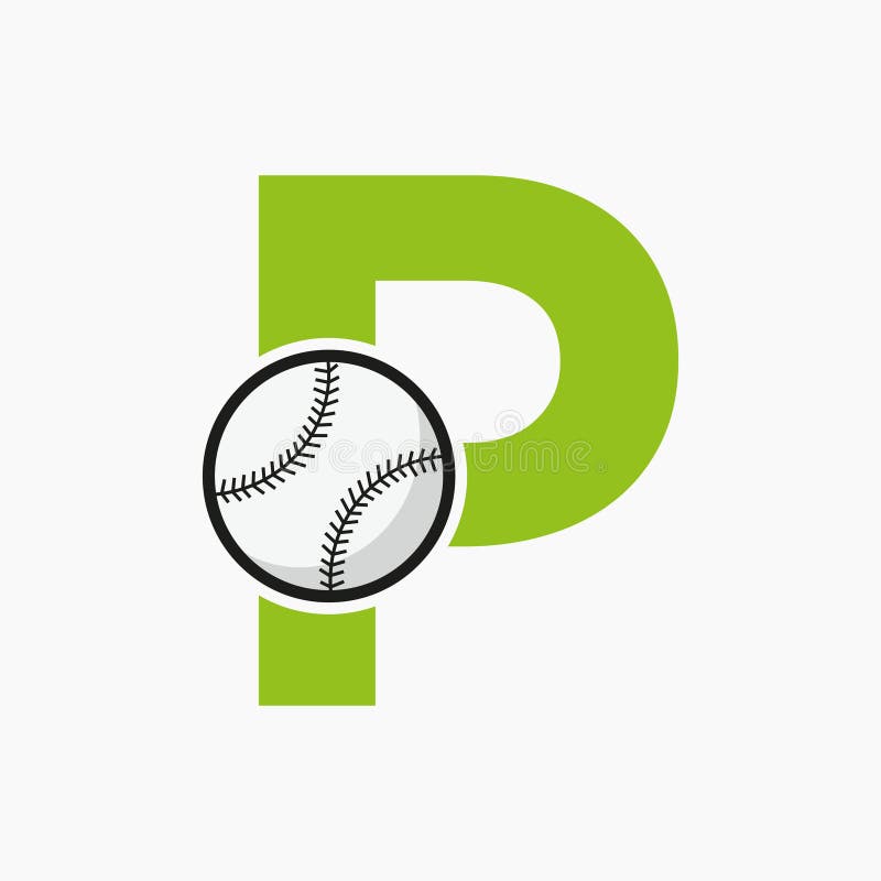 Baseball Logo on Letter P Vector Stock Vector - Illustration of ...