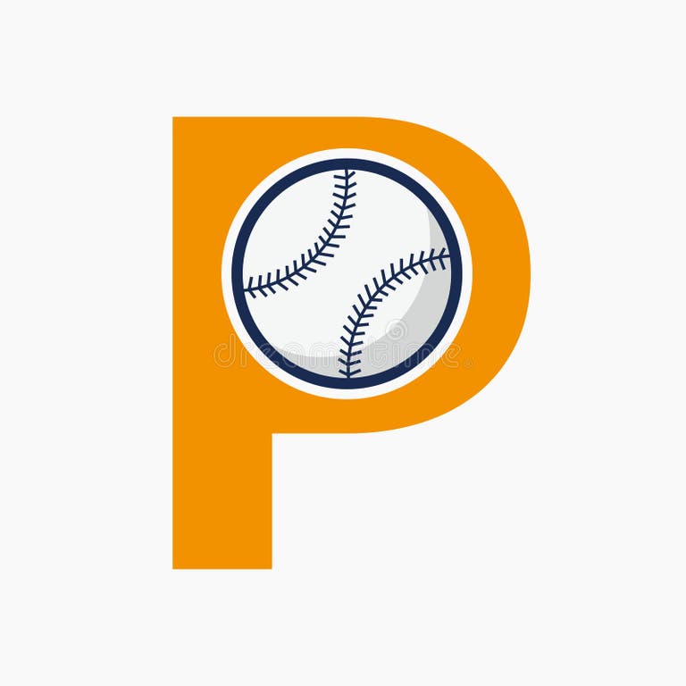 Baseball Logo on Letter P Vector Template Stock Vector - Illustration ...