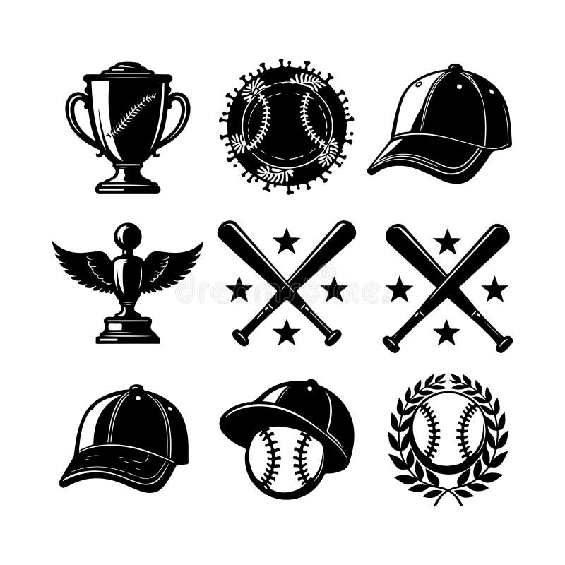 Baseball Logos Set in Style. Vector Illustration. Isolated on White ...