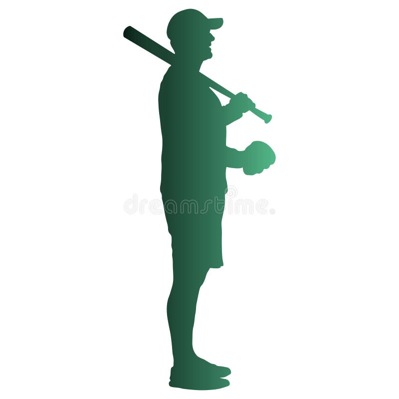 Baseball Man Silhouette with Colorful Cartoon Design. Vector ...