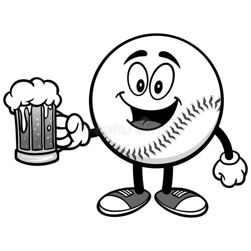 Baseball Mascot with Beer Illustration Stock Vector - Illustration of ...