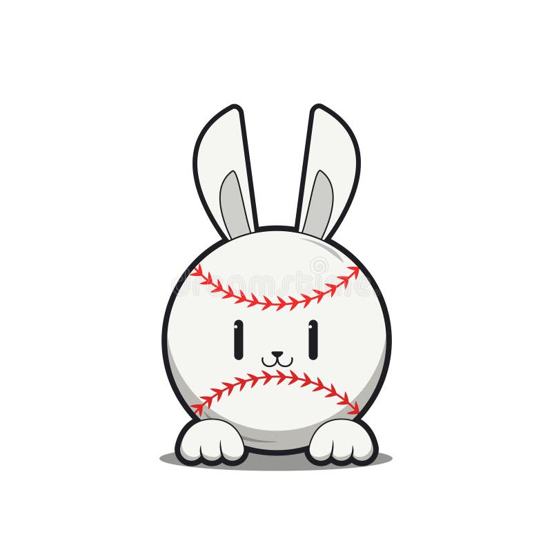 Baseball Mascot Character Illustration with Bunny Ear Stock Vector ...