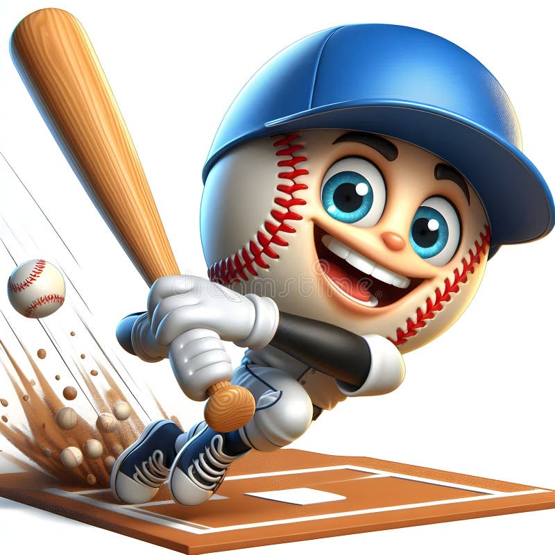 Baseball Mascot Hitting a Home Run Sliding into Base Stock Illustration ...
