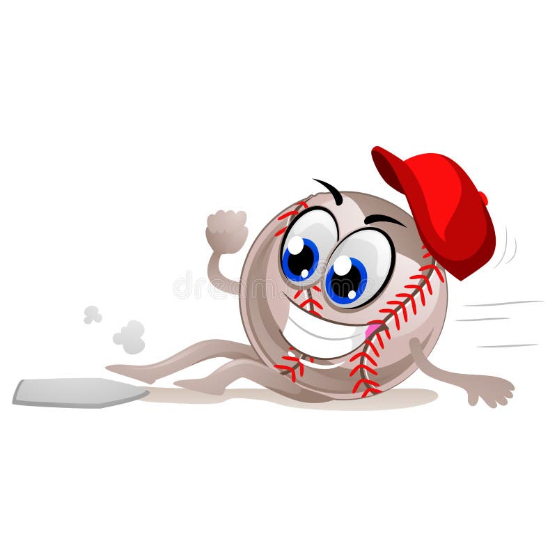 Baseball Mascot Sliding To Base Plate Stock Vector - Illustration of ...