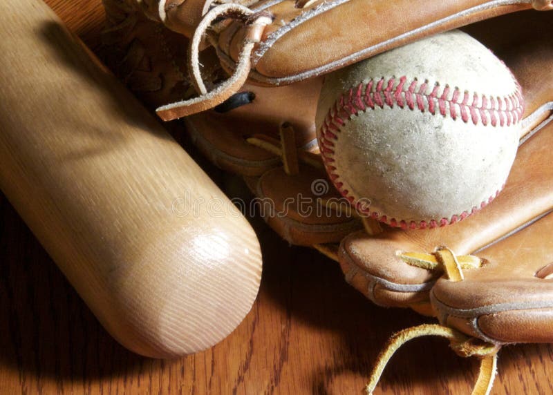 Baseball, mitt and bat stock photo. Image of details - 19931790