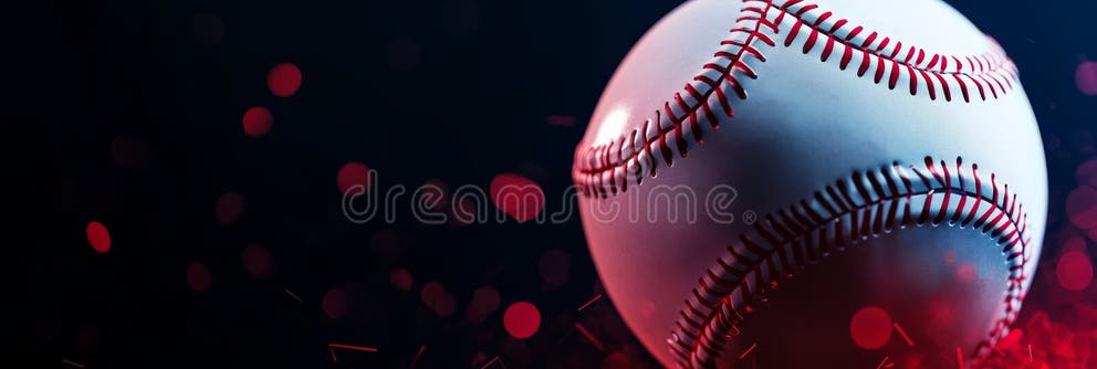 Baseball in Motion Closeup of a Baseball with Red Bokeh Background ...