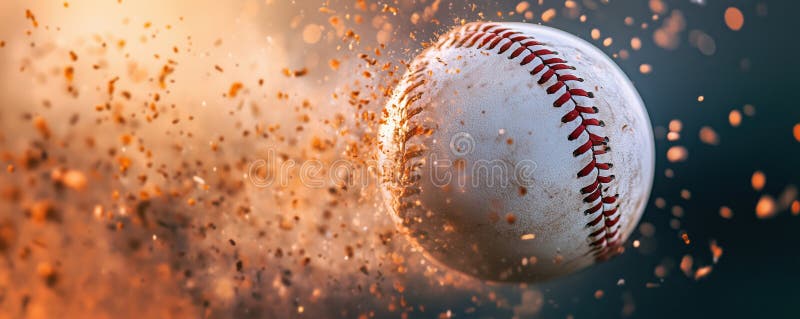 Baseball in Motion with Dust and Particles Flying, Capturing Dynamic ...
