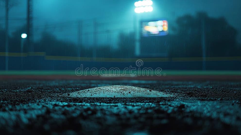 Baseball on a Mound, Blurred Game on TV. Picture Stock Image - Image of ...