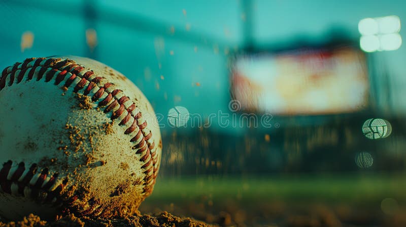 Baseball on a Mound, Blurred Game on TV. Picture Stock Photo - Image of ...