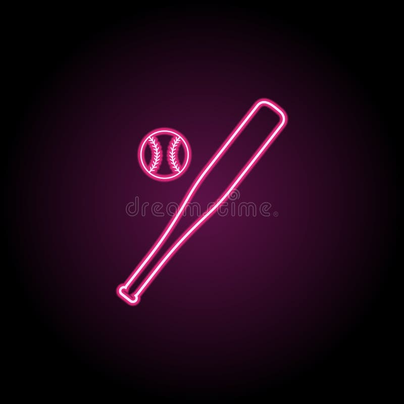 Baseball Neon Icon. Baseball Sign. Vector Illustration for Design Stock ...