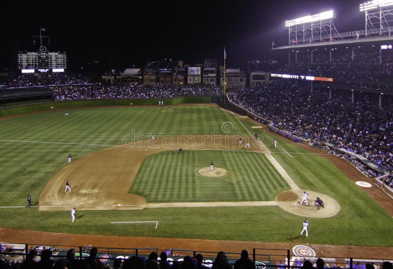 Baseball - Night Game, Wrigley Field in Chicago Editorial Stock Image ...