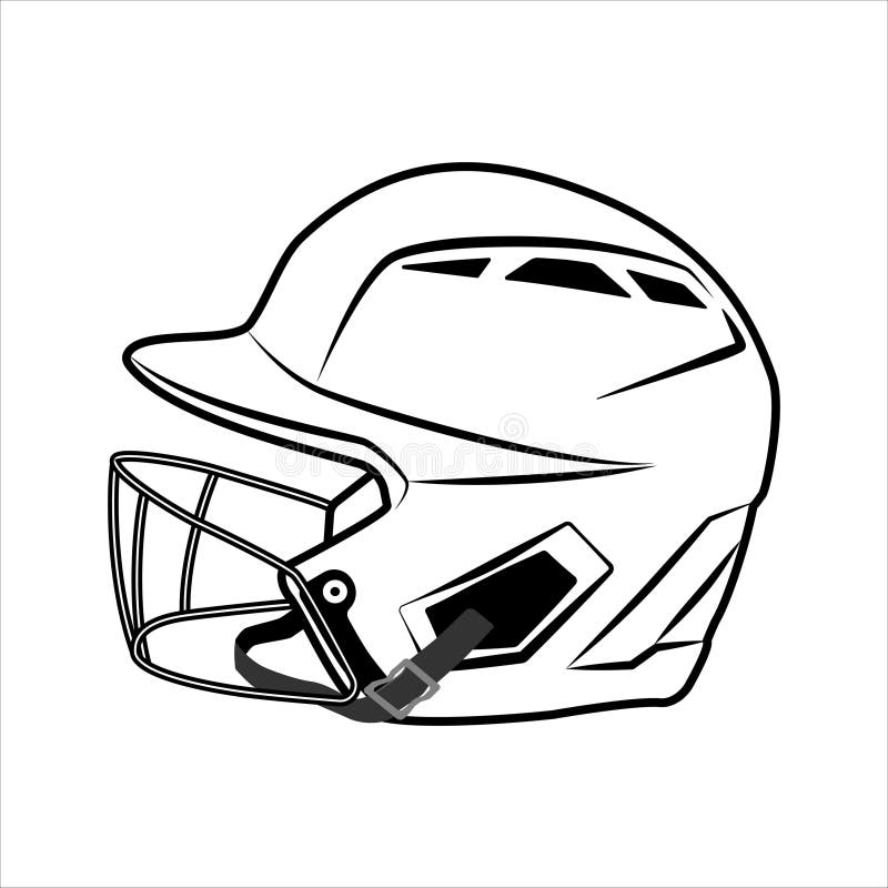 Baseball Helmet Dark Blue. Side View. Stock Illustration - Illustration ...