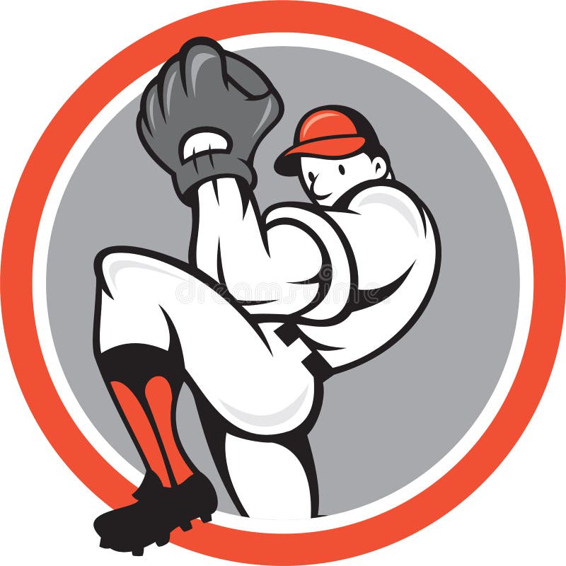 Baseball Pitcher Circle Cartoon Stock Vector - Illustration of baseball ...