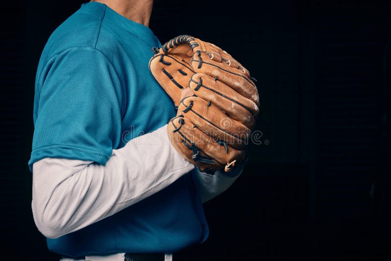 Baseball Pitcher, Hand and Glove in Studio for Sport, Training and ...