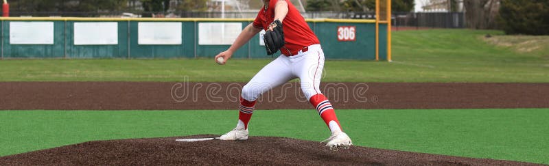 Baseball Pitcher Pitching the Ball during a Game Stock Image - Image of ...
