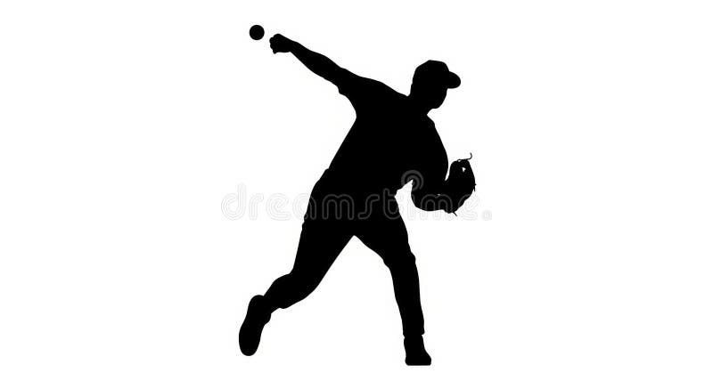 Baseball Pitcher Silhouette in Action Pose Stock Illustration ...
