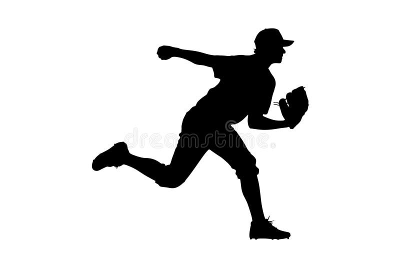 Baseball Pitcher Silhouette Dynamic Action Pose for Sports Design Stock ...