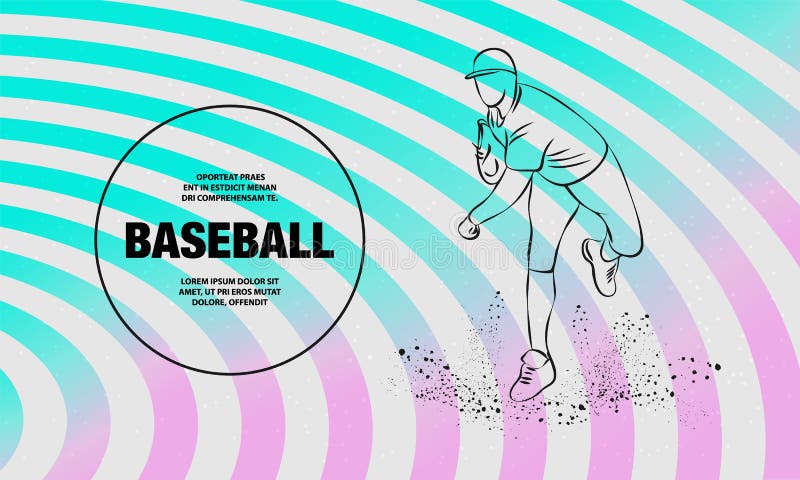 Baseball Pitcher Throws Ball. Vector Outline of Baseball Player Sport ...