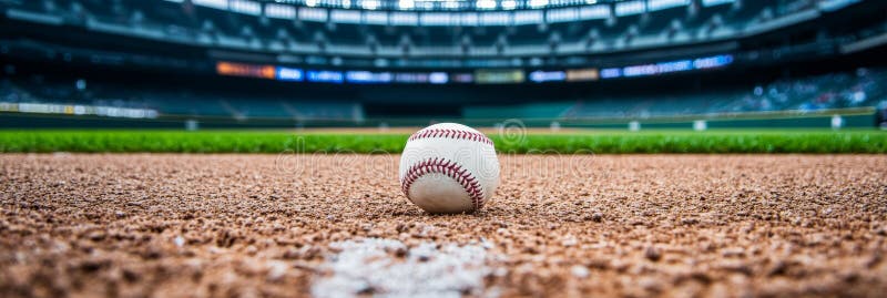 Baseball on Pitchers Mound Close Up of a Baseball on the Pitchers Mound ...
