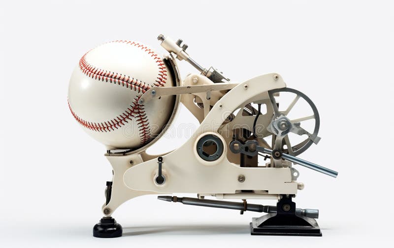 Baseball Pitching Machine on White Stock Image - Image of mechanical ...