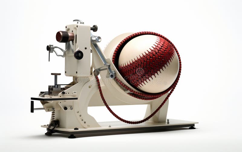 Baseball Pitching Machine on White Background Stock Photo - Image of ...