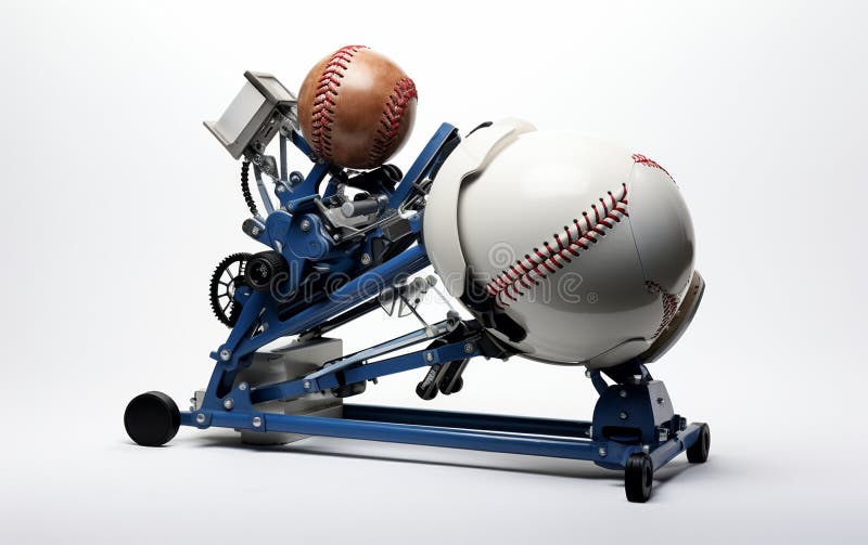 Baseball Pitching Machine in White Space Stock Image - Image of ...