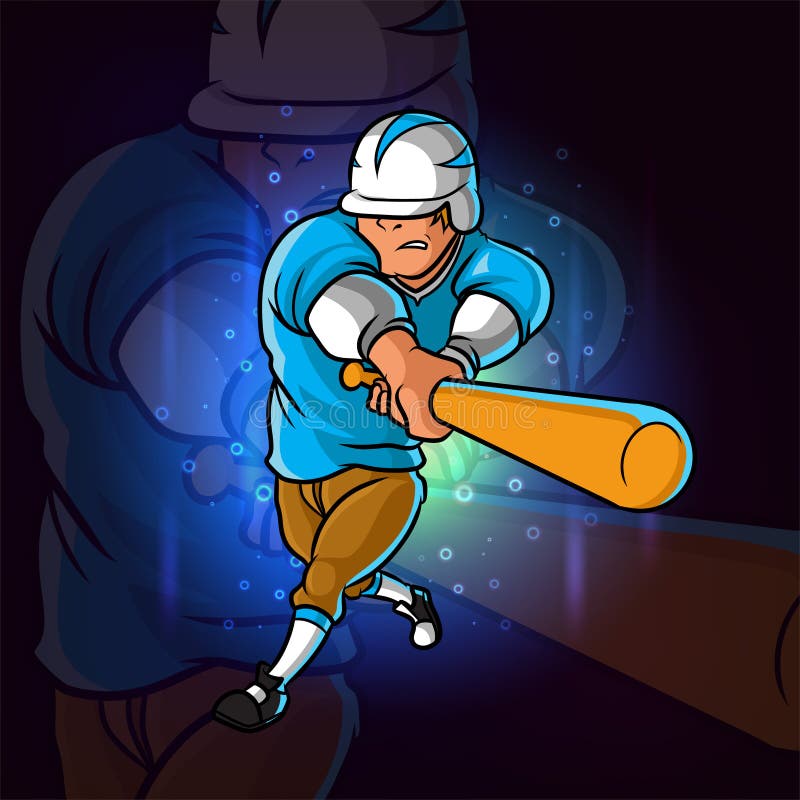The Batter of Baseball Player is Swinging the Bat for Esport Logo ...