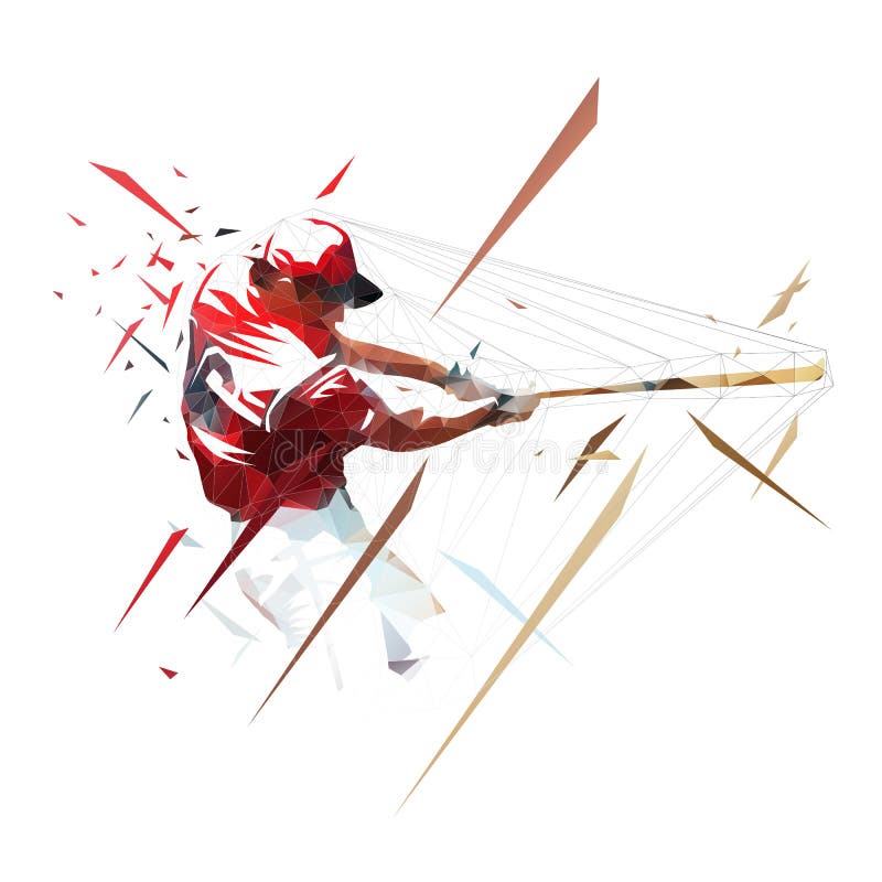 Baseball Player with Bat. Batter, Low Polygonal Isolated Vector ...