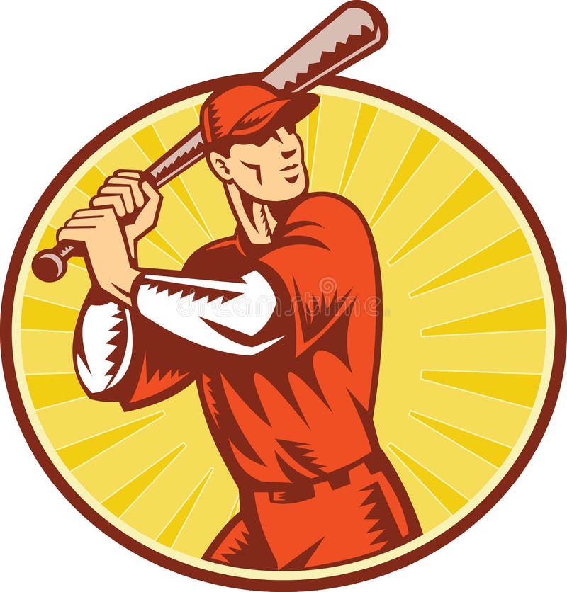 Baseball Player with Bat Batting Retro Style Stock Illustration ...